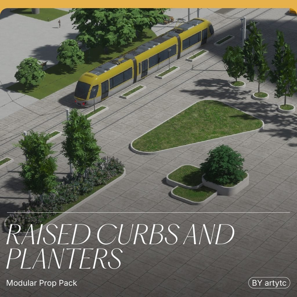Raised Curbs and Planters - Modular Prop Pack - Paradox Mods