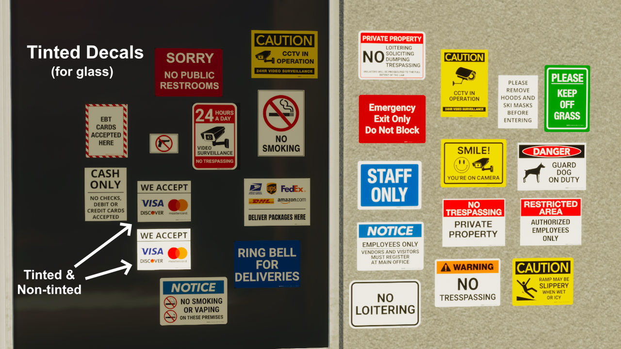NA Basic Detailing Pack (Signs / Decals) - Paradox Mods