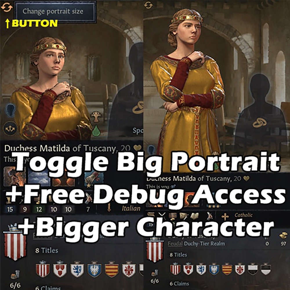 Toggle Big Character Portrait (Steam Port) - Paradox Mods