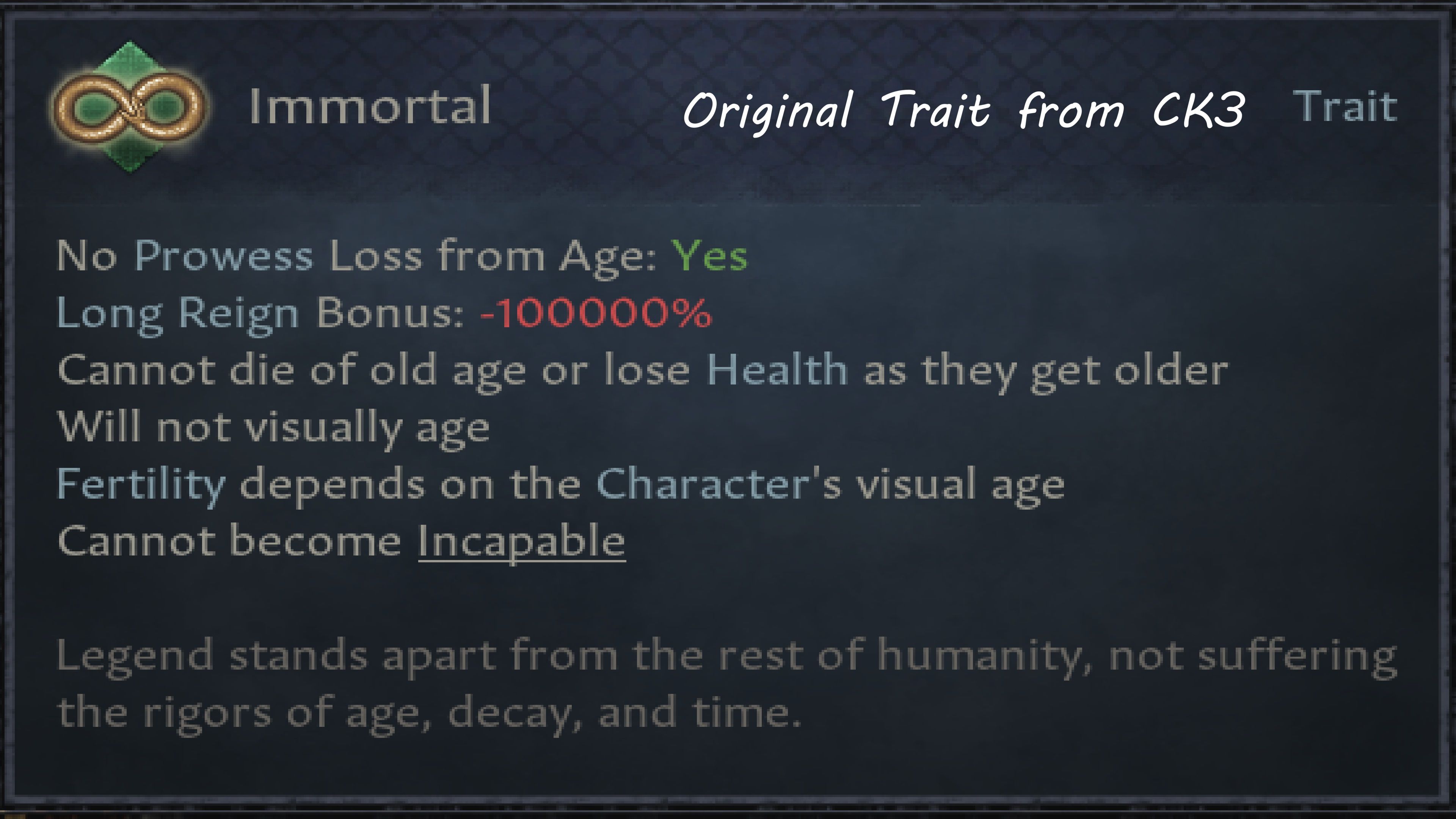 PDX Immortal Trait Free 1.13+ - Paradox Mods