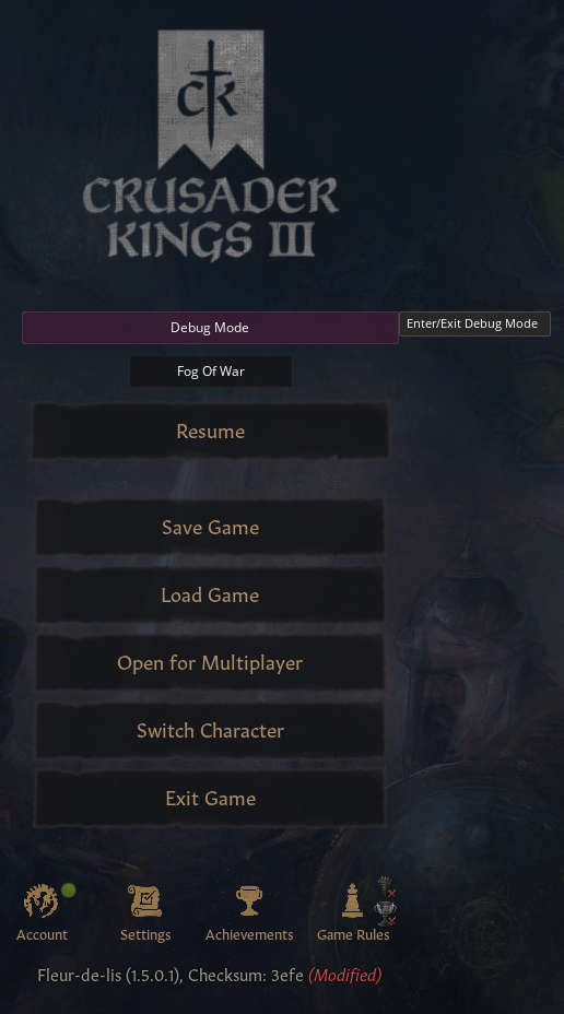 Main Menu Debug - Paradox Mods
