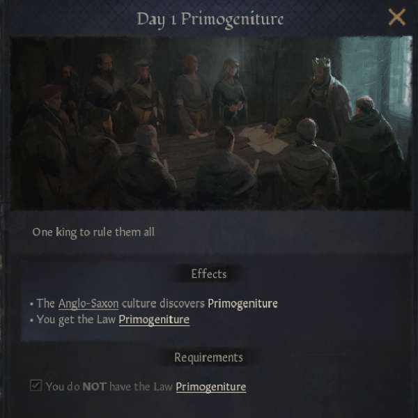 Day 1 Primogeniture - Paradox Mods