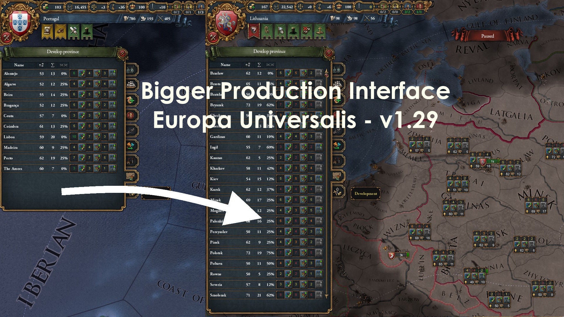 Bigger Production UI V1.37 - Paradox Mods