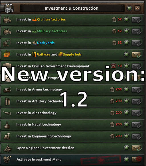 National and regional investment and construction - Paradox Mods