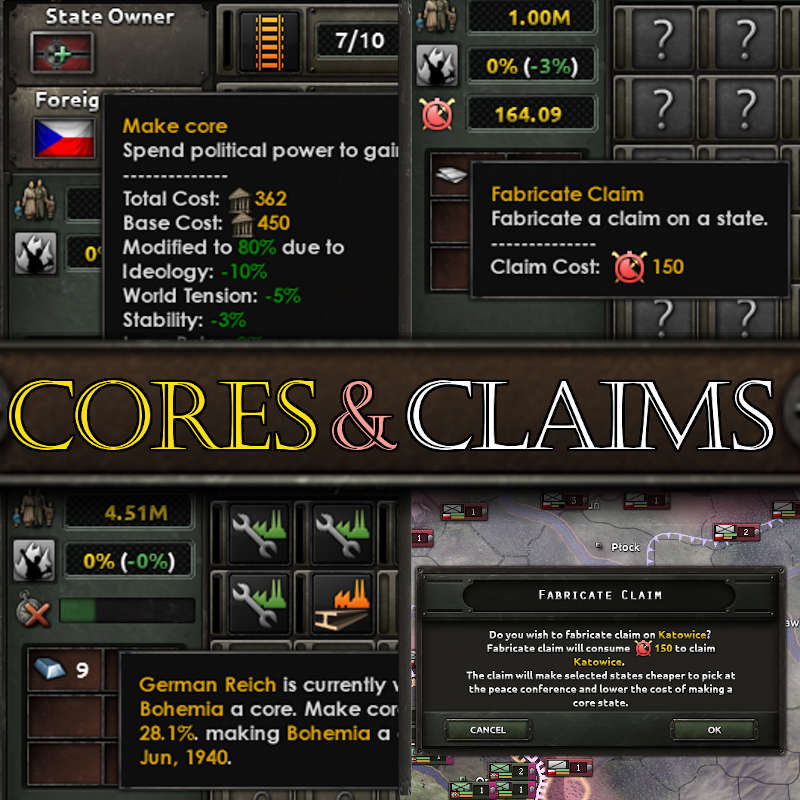Cores & Claims GUI - Paradox Mods