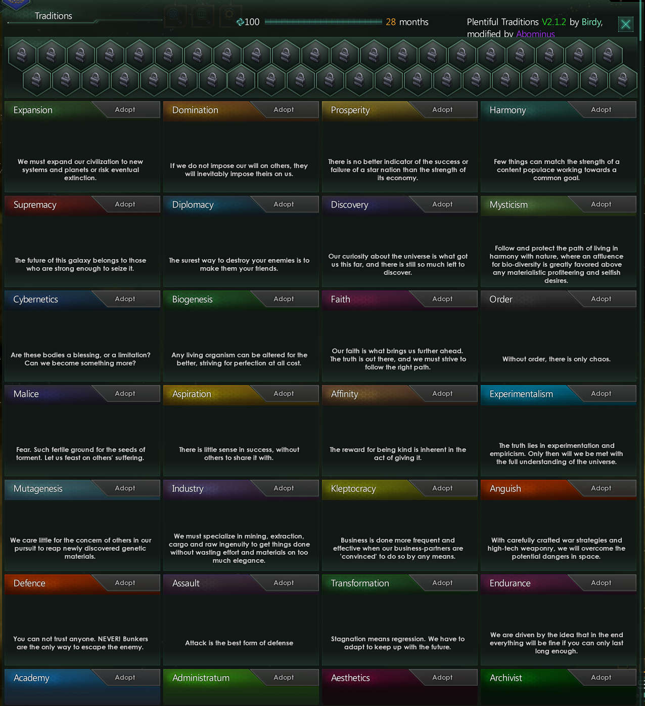 !Lots of Traditions - Only PT & EST - Paradox Mods